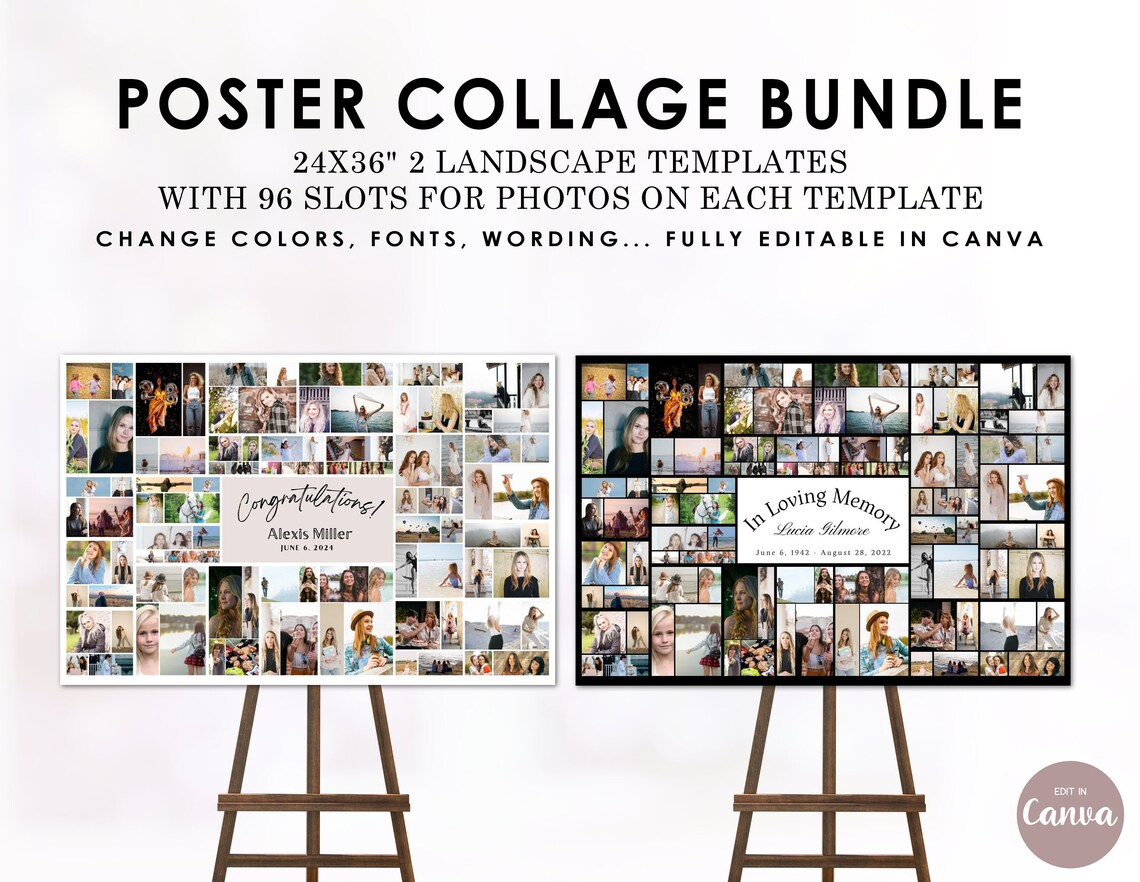 24x36 Landscape Collage Template Edit With Canva 96 - Etsy