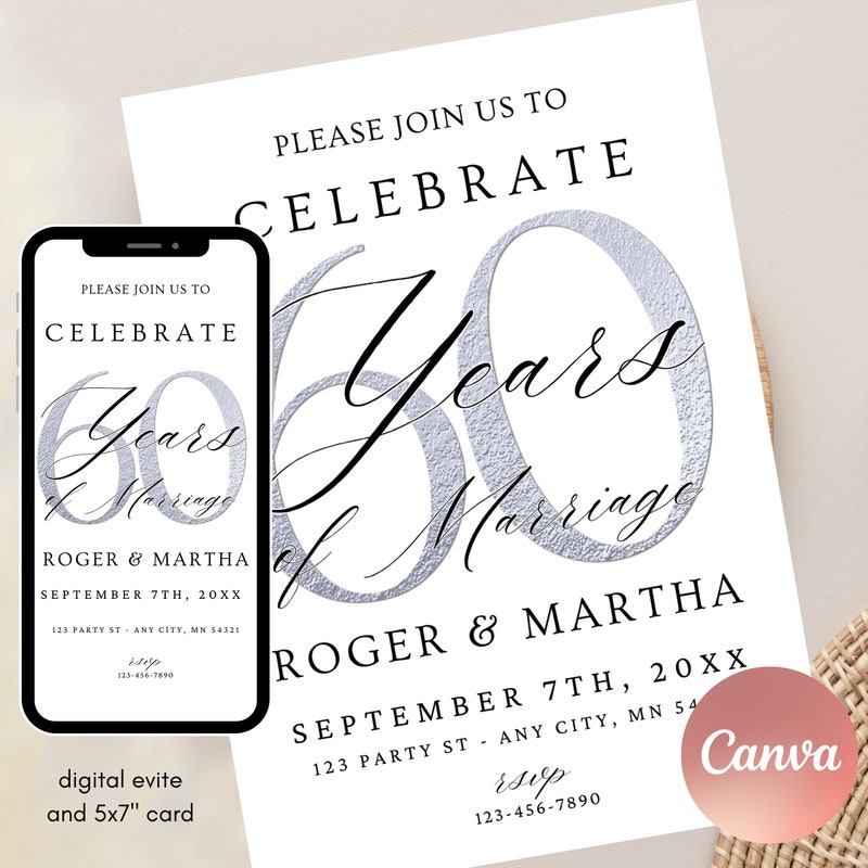 60th Wedding Anniversary Invitations - Etsy