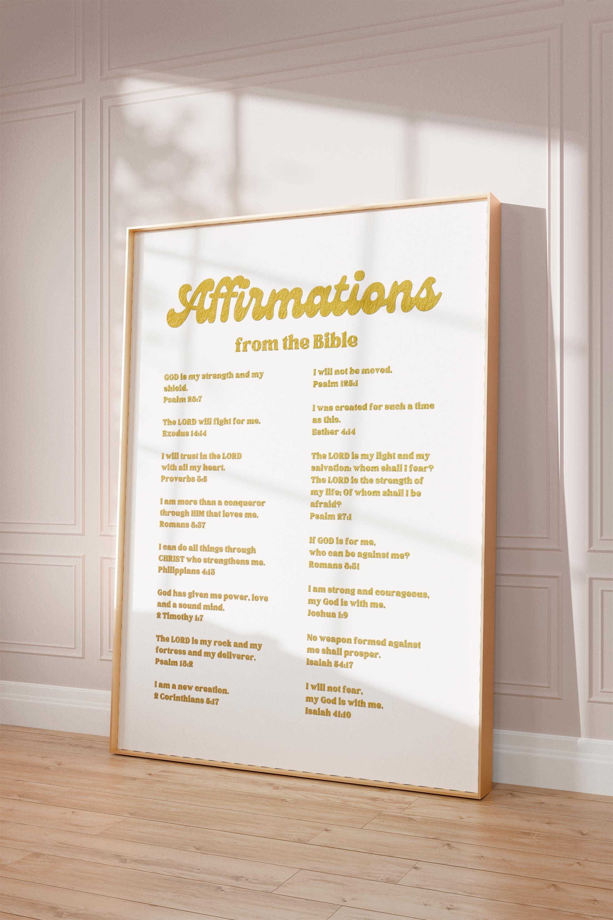 Affirmations Printable Poster Print, Gold Bible Verse Scriptures Wall ...