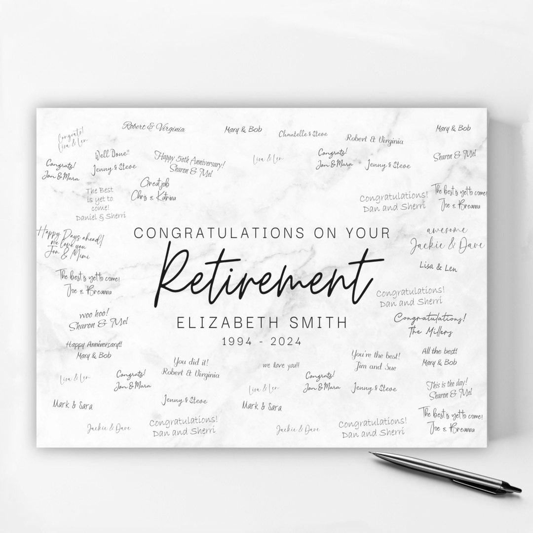Retirement Guest Book Editable Printable, Alternative Guestbook Party ...