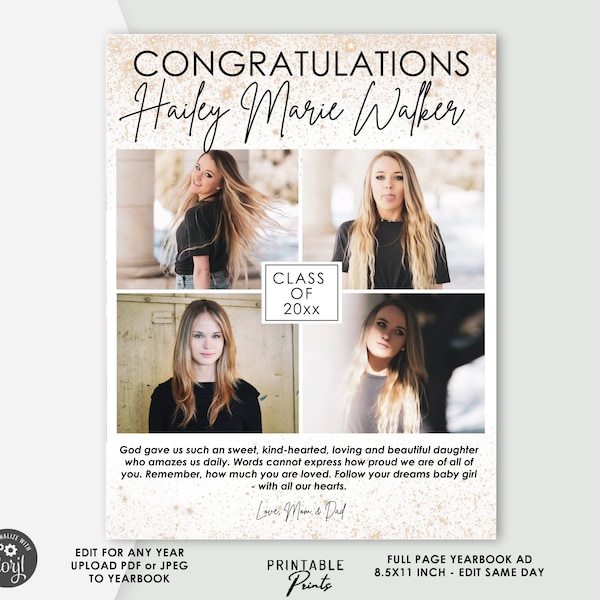 Senior Yearbook Ad From Parents - Etsy