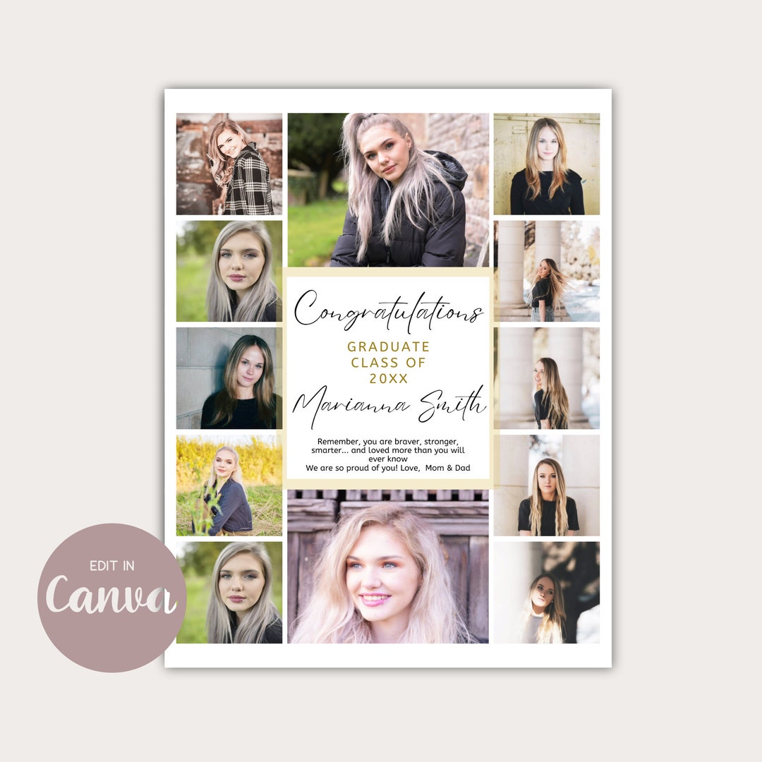 Full Page 12 Photo YEARBOOK AD Design, Editable Layout Senior Graduate ...