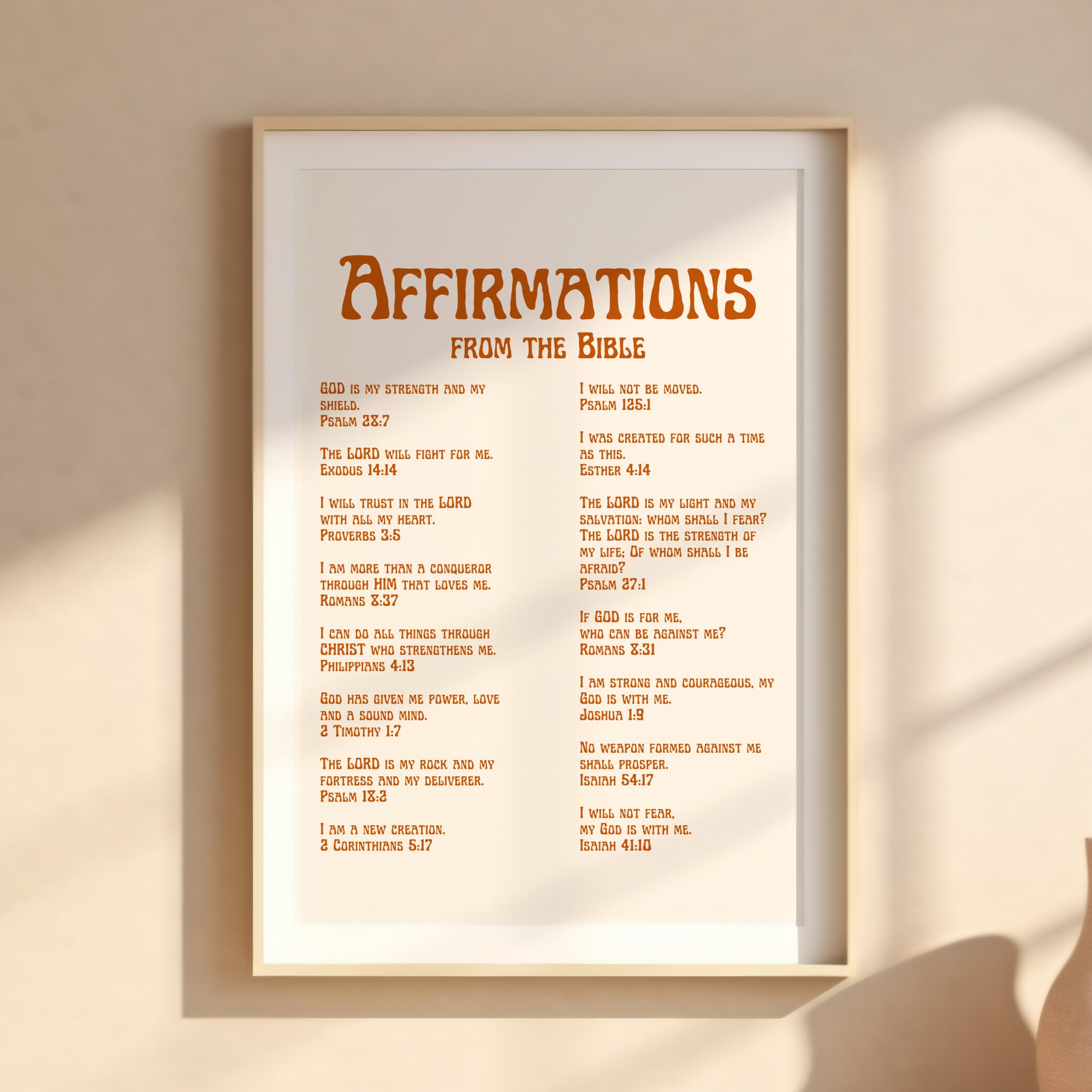 Burnt Orange Bible Verse Affirmations Art Print (digital Download) - Etsy