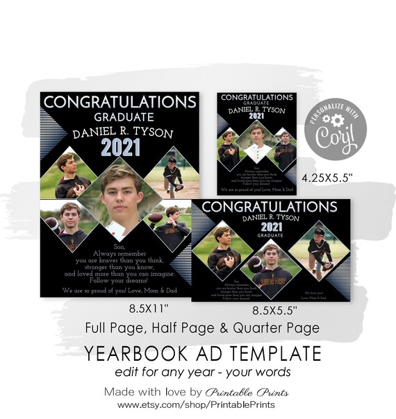 SENIOR YEARBOOK ADS from Parents Editable Year Book Design | Etsy