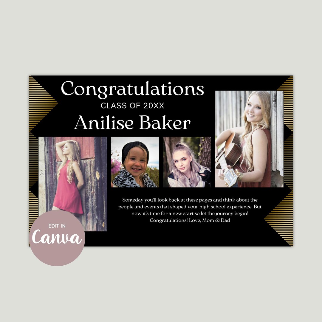 HALF Page Yearbook Template Edit in CANVA 8.5x5.5" 1/2 Page Tribute to ...
