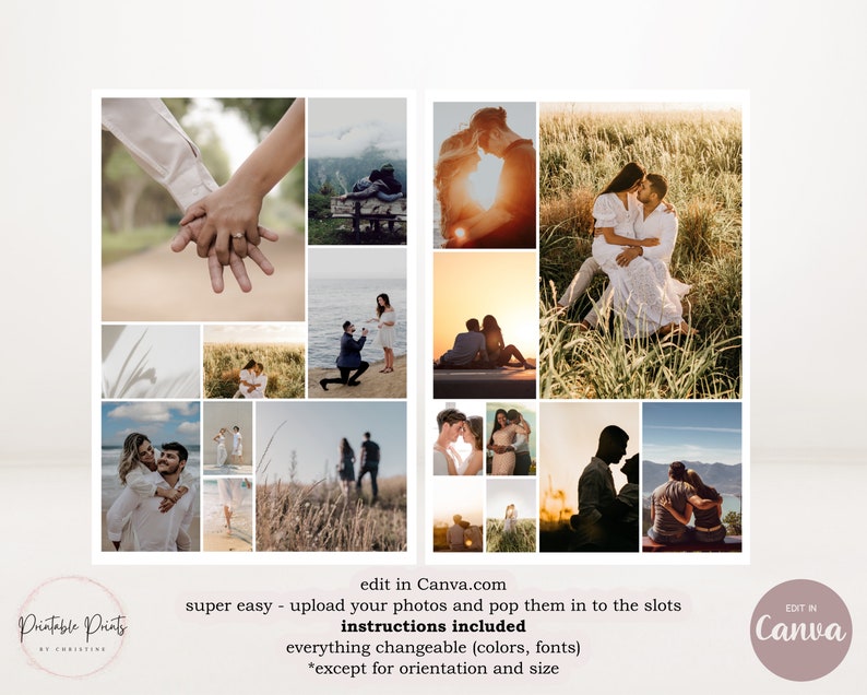 Photo Collage Poster Set Bundle of 3 Templates Edit in Canva - Etsy