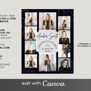 2026 Full Page Year Book Template, Editable in CANVA Yearbook Ad Senior ...