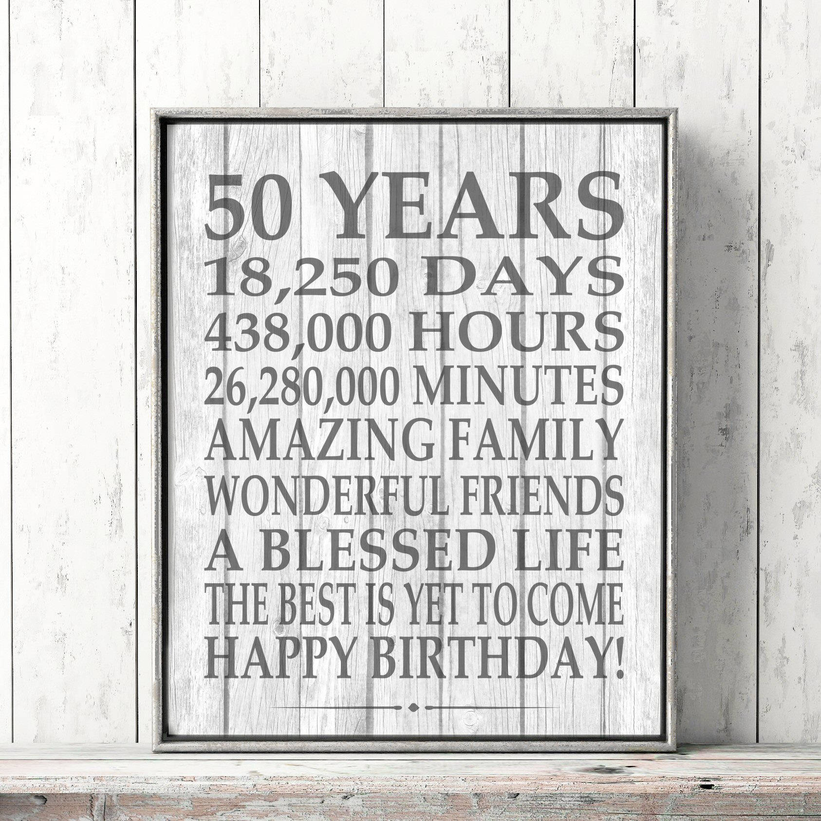50th Birthday Sign Rustic Barn Wood Farmhouse Printable | Etsy