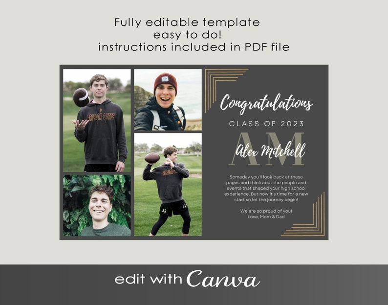 YEARBOOK AD Canva Template Half Page 2023 Editable Layout - Etsy