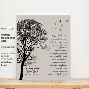 A Limb Has Fallen Memorial Family Tree, Sympathy Gift Personalized ...
