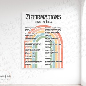 Boho Rainbow Trendy Affirmations Printable Prints, Bible Verse Art ...