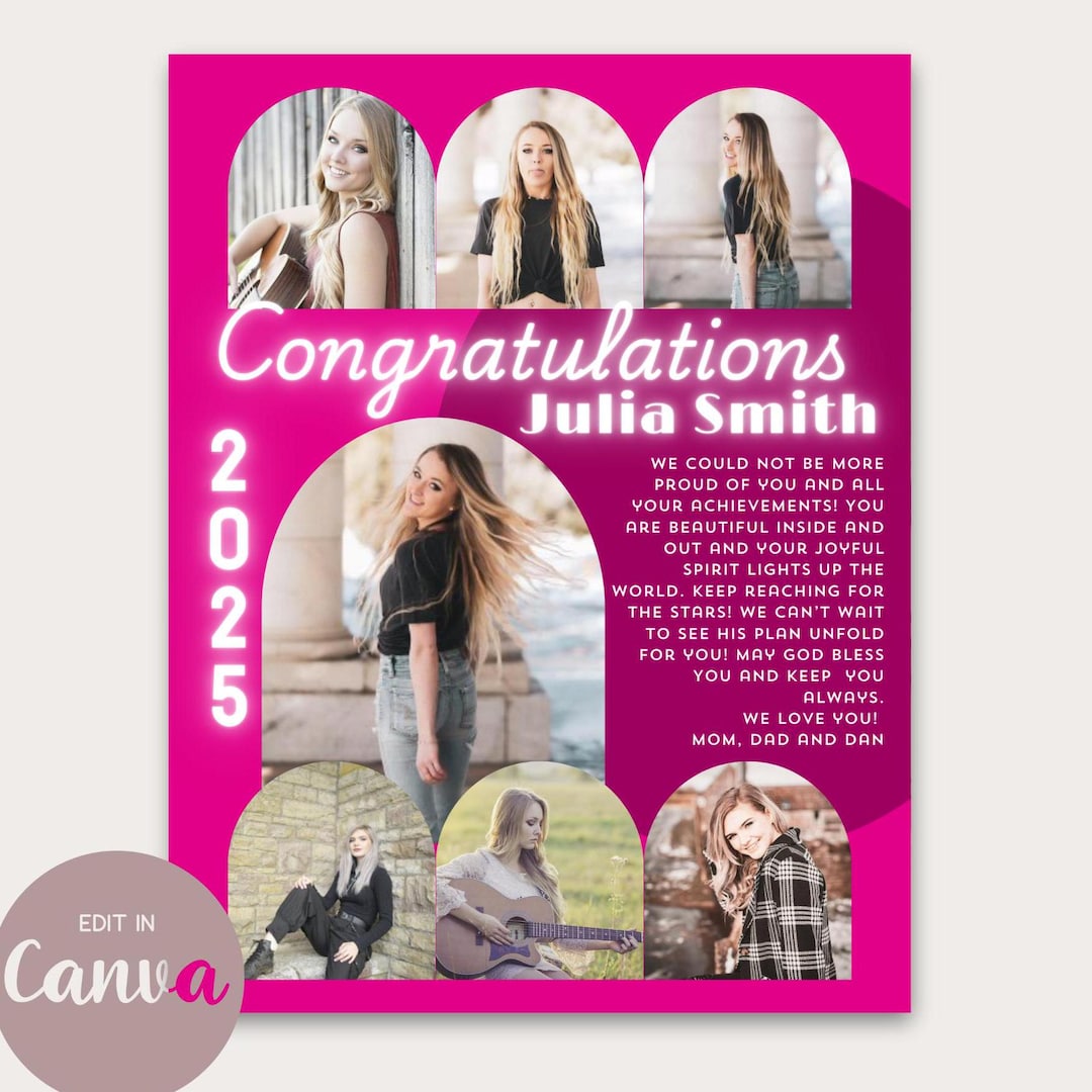 Modern Arch Yearbook Ad Template: Senior Graduate 2025 (canva Editable ...