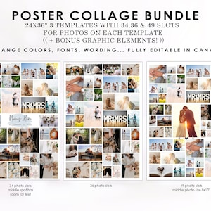 24x36" PHOTO COLLAGE Bundle Poster Photo Templates, Edit in Canva ...