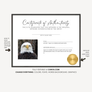 Plantilla CANVA de certificado de autenticidad, minimalista en blanco y ...