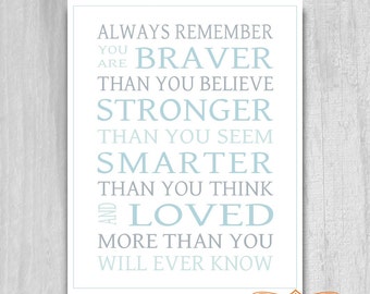 Always Remember You Are Braver Print Printable Art 8x10 11x14 | Etsy