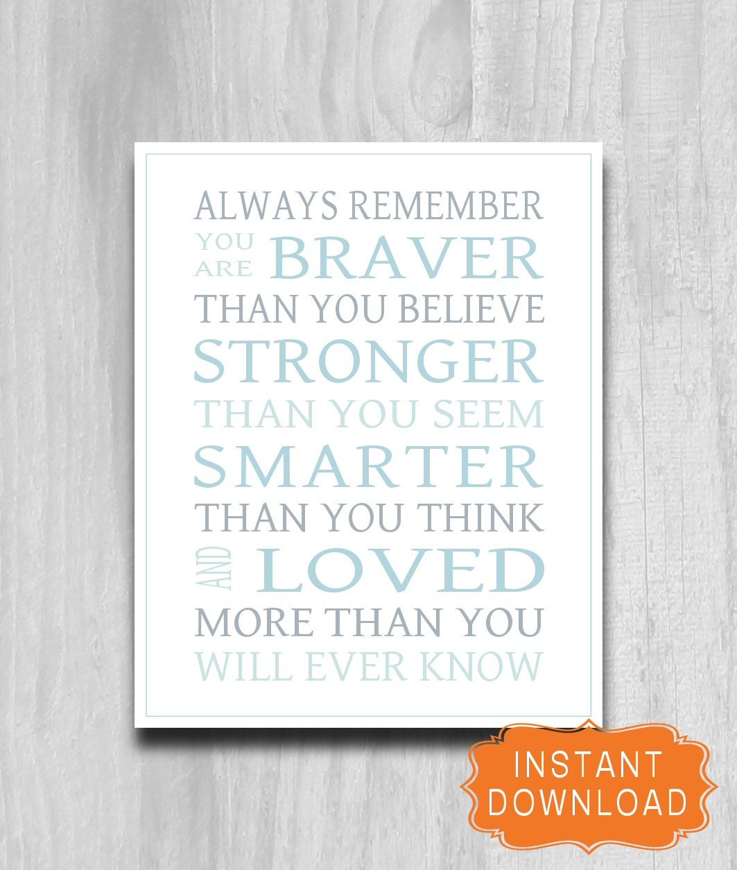 Always Remember You Are Braver DIY Printable Art Print Instant - Etsy