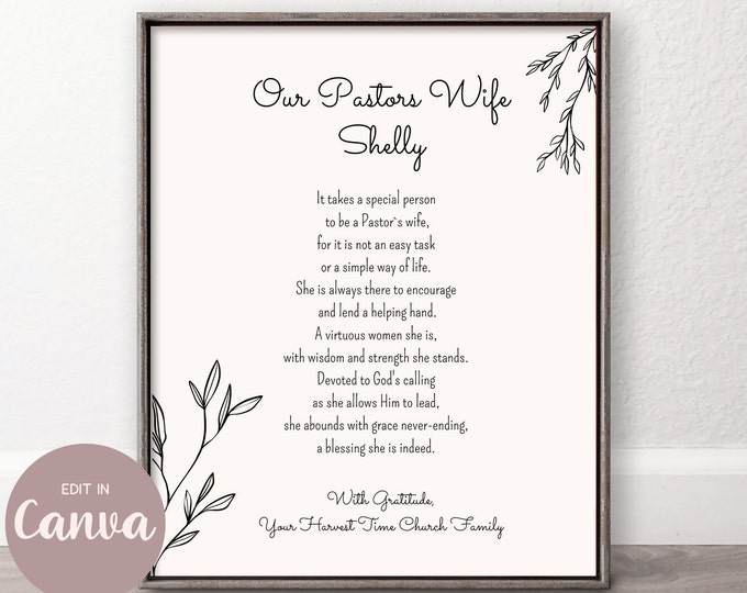 Pastor Prayer Appreciation Anniversary Thank You Personalized Name Poem