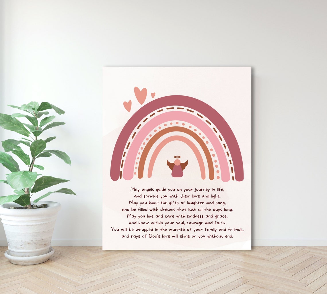 Baby Girl Blessing Boho Rainbow Angel May Angels Guide You | Etsy