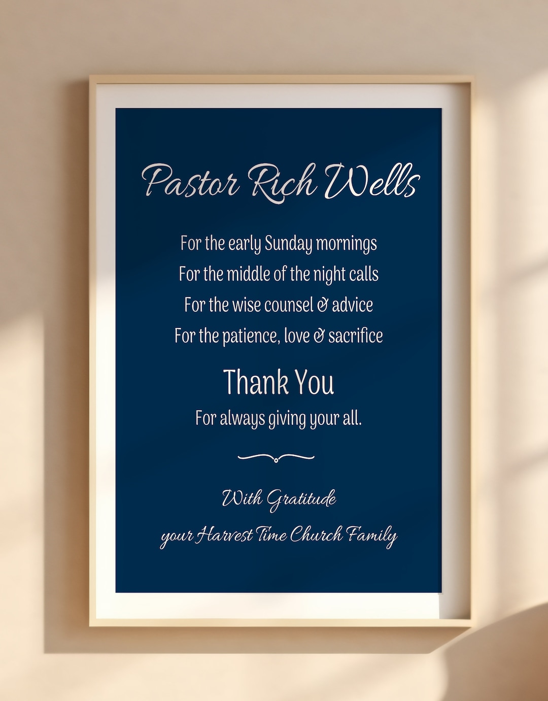 PASTOR Appreciation Thank You Gift, Printable, Editable Personalized ...