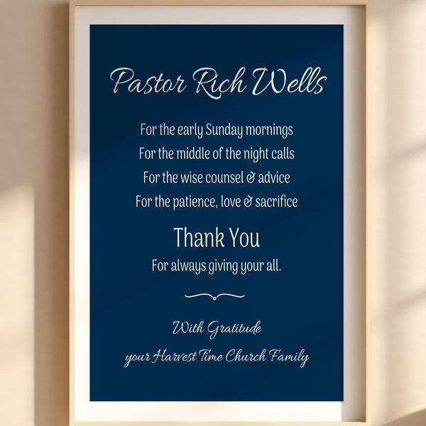 Pastor Appreciation Poem Etsy