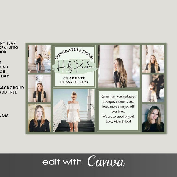 Senior Ad Half Page Template - Etsy