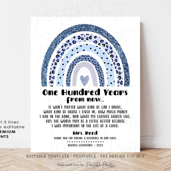 A Hundred Years From Now Poem Download - Etsy