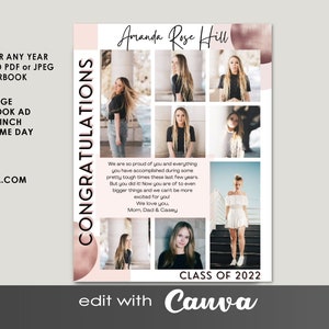 CANVA YEARBOOK AD Template Full Page Editable Layout Senior | Etsy