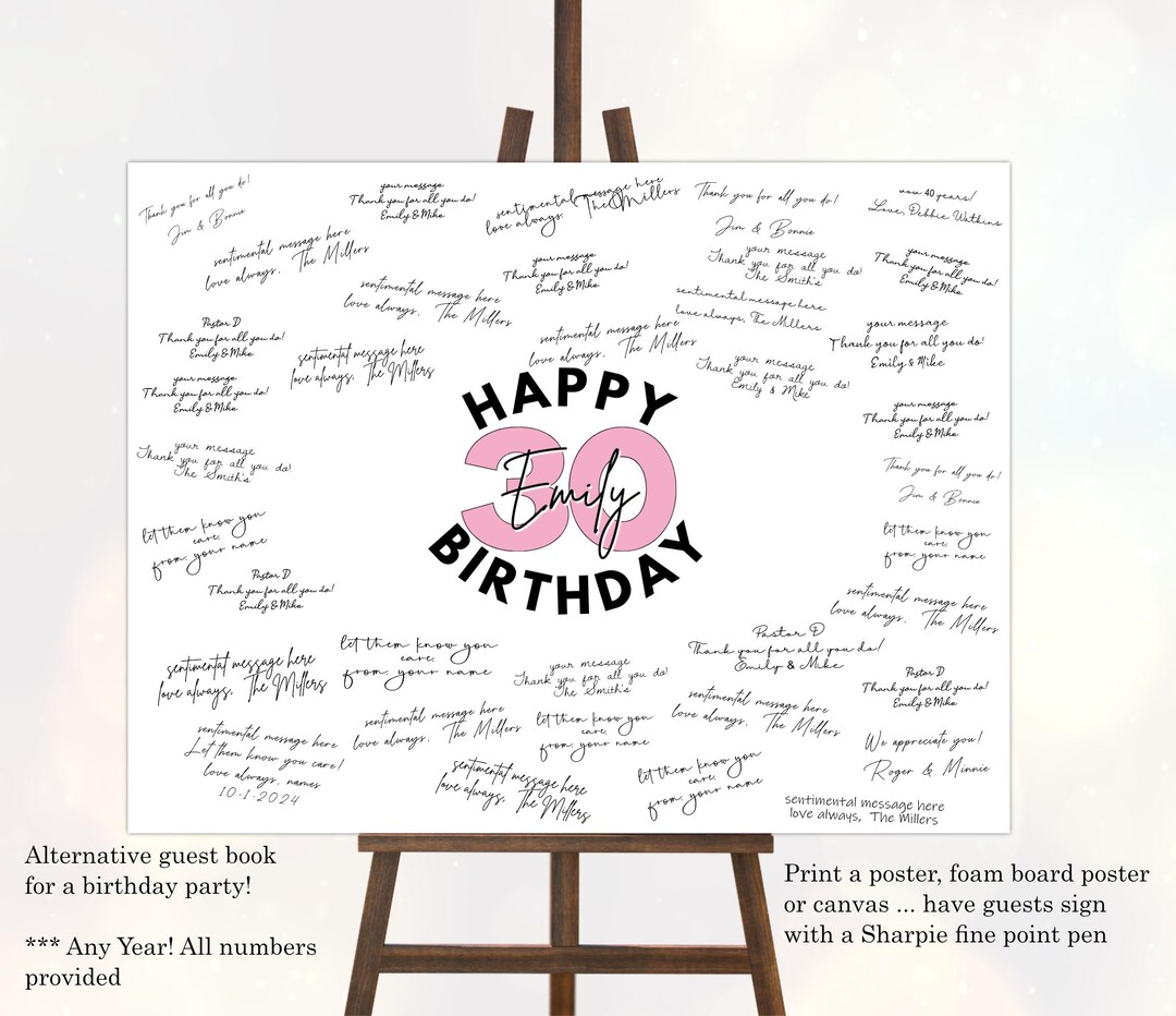 Birthday Sign Autograph Guest Book, Edit With Canva, Poster Template ...