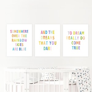 Somewhere Over the Rainbow Lyrics, Large Printable Art Set of 3 Signs ...