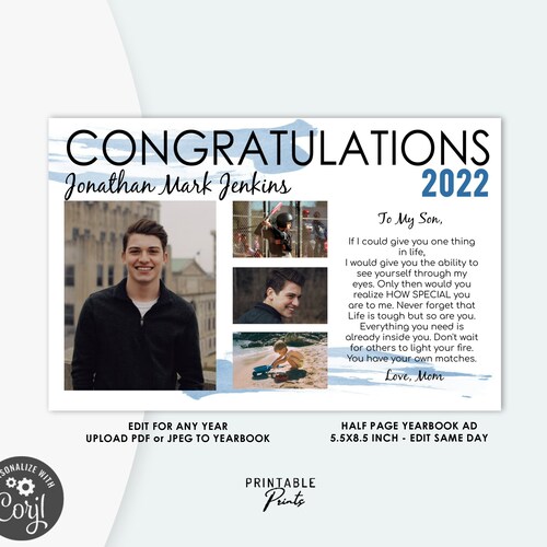 Yearbook Ad Canva Template Half Page Editable Modern School - Etsy