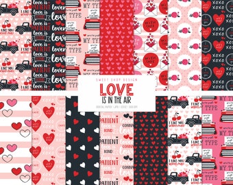 Hearts Digital Paper Red and Pink Valentine's Day - Etsy