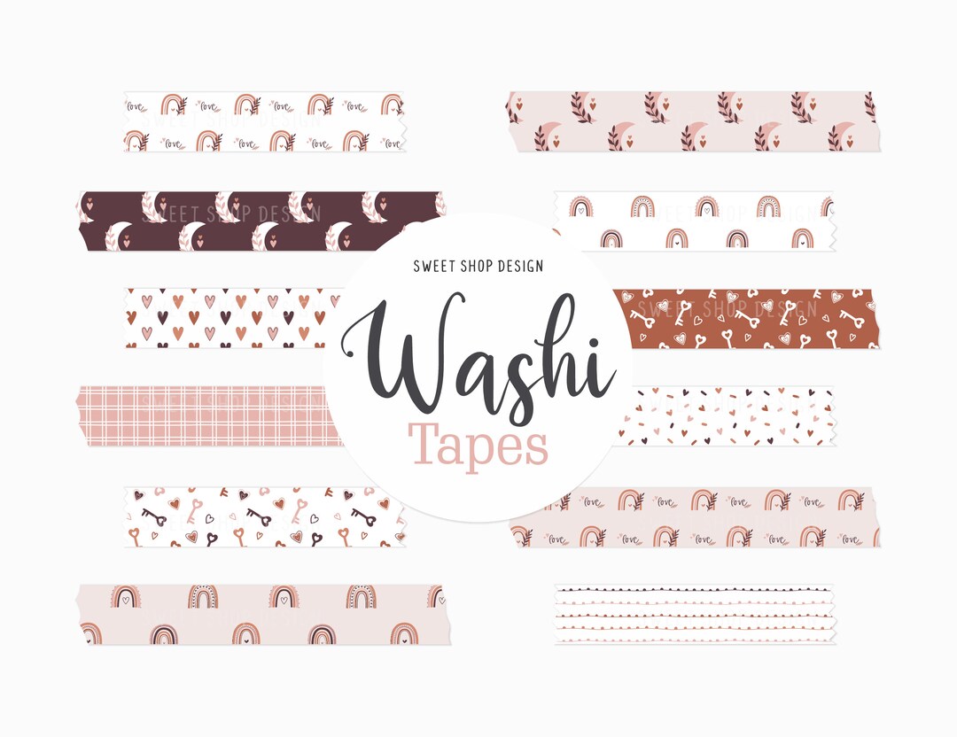 Digital Washi Tape Clipart Boho Valentine, Graphics With Boho Valentine ...