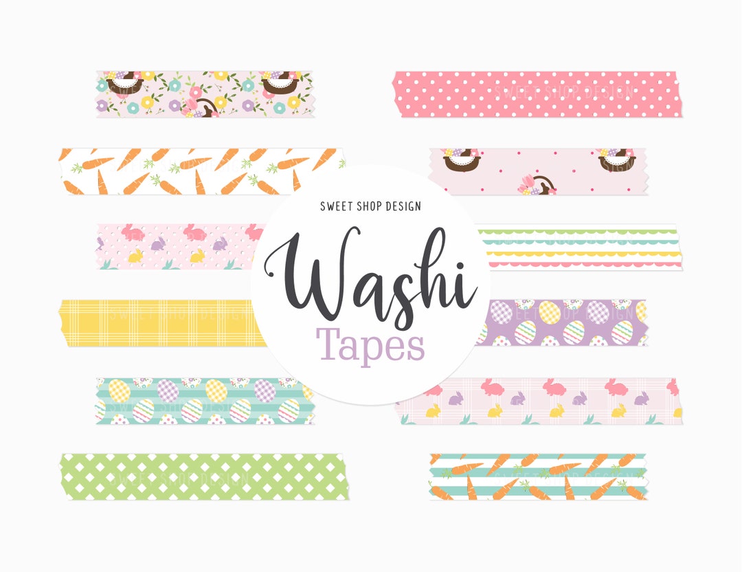 Easter Washi Tape Clipart: Bunny, Eggs, Floral Graphics (digital ...