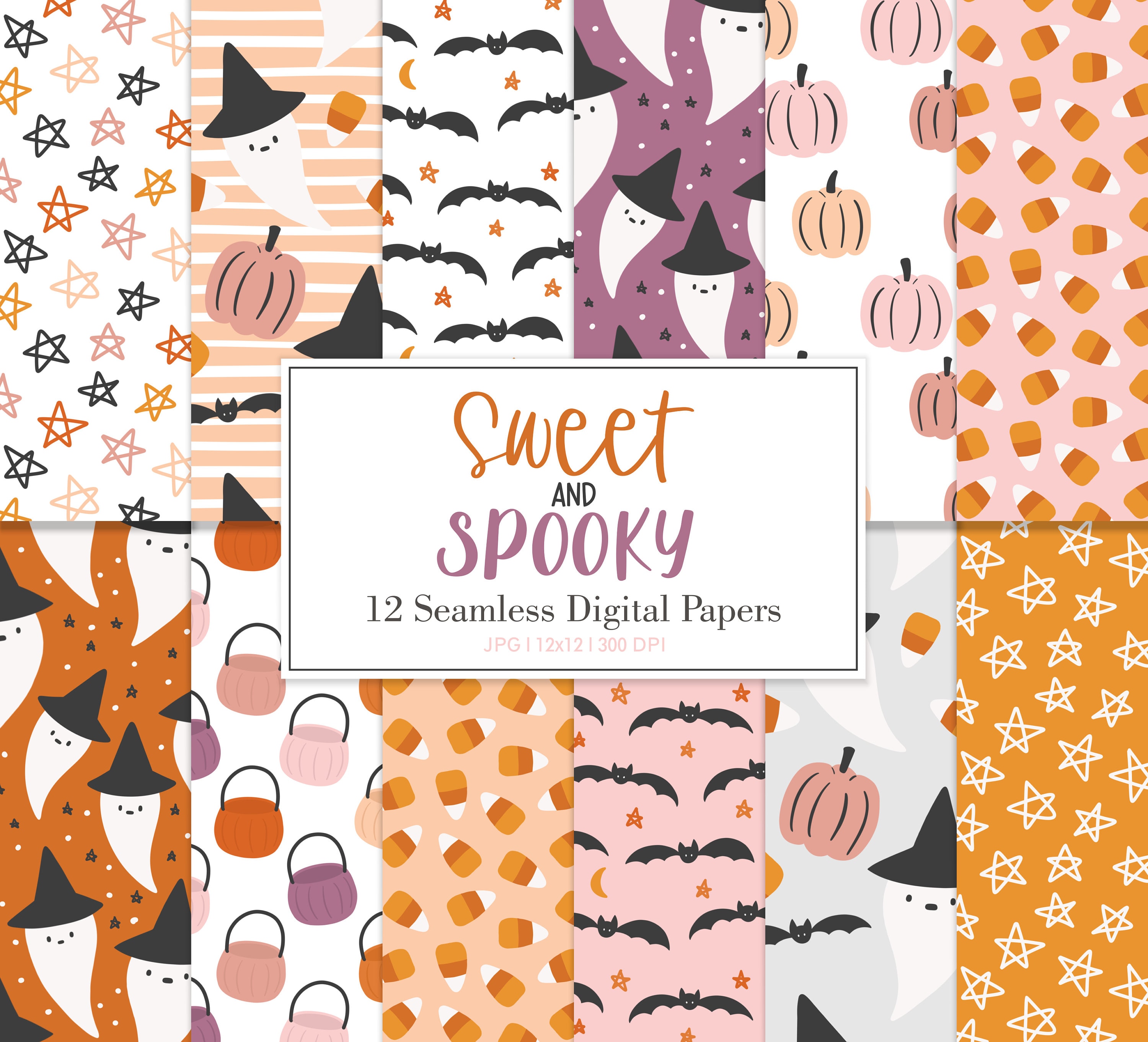 SWEET & SPOOKY, Halloween Seamless Repeat Pattern, Pumpkin Spooky ...