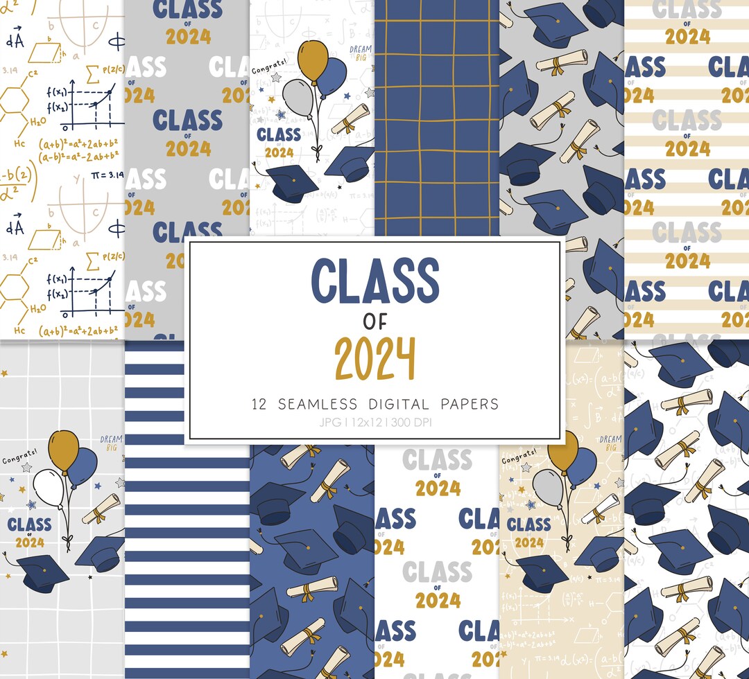 CLASS OF 2024 Diploma Balloons Seamless Repeat Pattern, Graduation ...