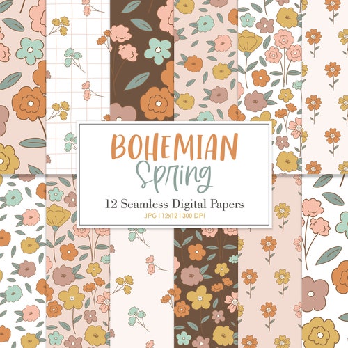 Spring Floral Digital Paper Spring Floral Seamless Pattern - Etsy