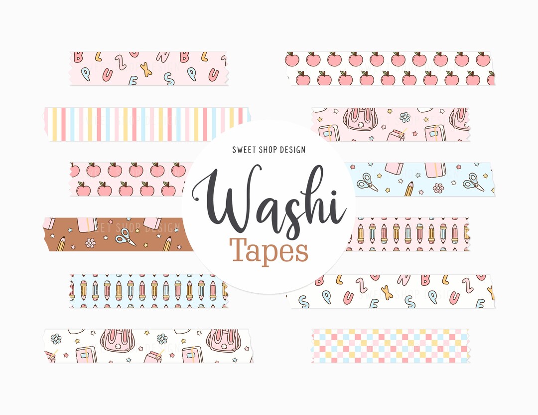 Digital Washi Tape Clipart Retro Back to School, Graphics With Retro ...
