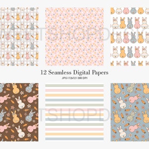 SPRING BUNNIES, Bunny Easter Spring Seamless Repeat Pattern, Retro ...