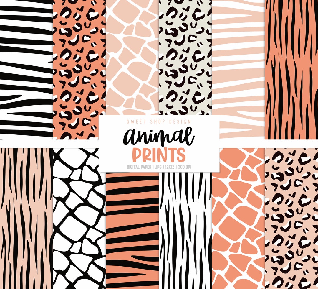ANIMAL PRINTS, Zebra Giraffe Skin Leopard Print Backgrounds, Printable ...