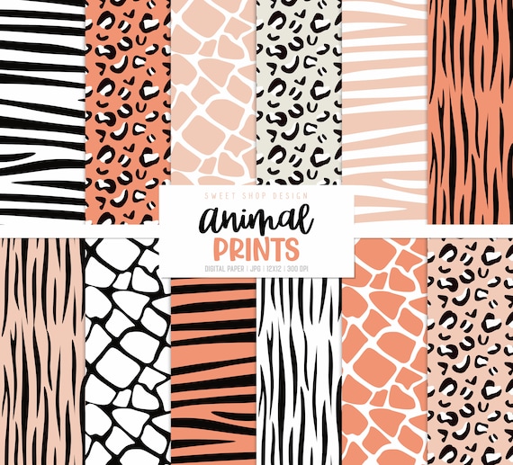 ANIMAL PRINTS, Zebra Giraffe Skin Leopard Print Backgrounds, Printable ...