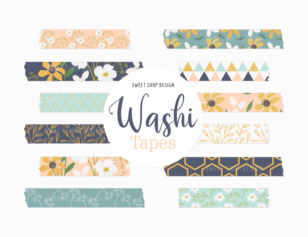 Digital Washi Tape Clipart PRETTY WILD FLOWERS, Graphics With Floral ...