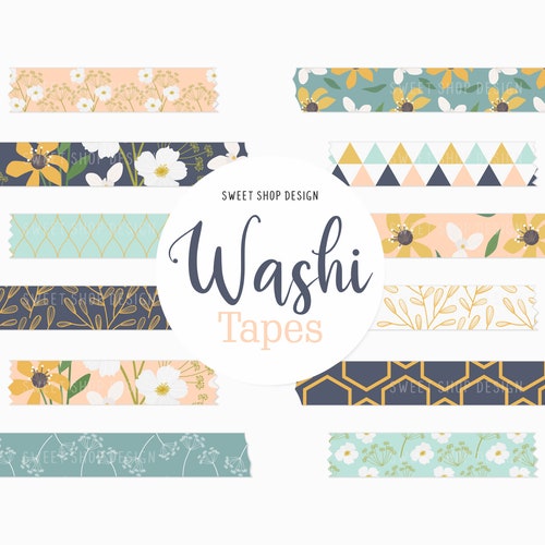 Digital Washi Tape Clipart BOHO FLORAL Graphics With Floral - Etsy