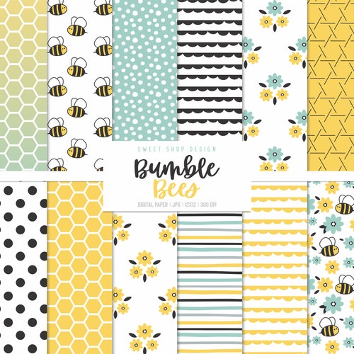 BUMBLE BEES Bees Floral Geometric Backgrounds Printable - Etsy