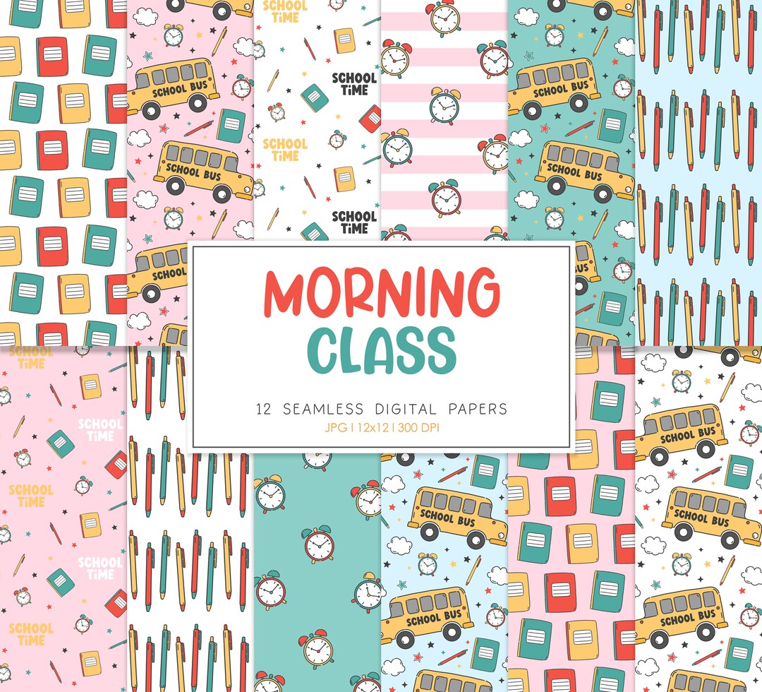 MORNING CLASS, School Education Teacher Seamless Repeat Pattern ...