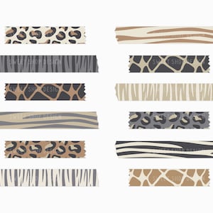 Digital Washi Tape Clipart NEUTRAL SAFARI, Graphics With Animal Prints ...