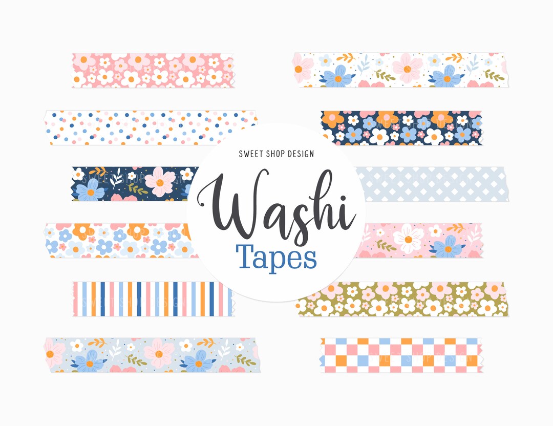 Digital Washi Tape Clipart COLORFUL GARDEN, Graphics With Spring Floral ...