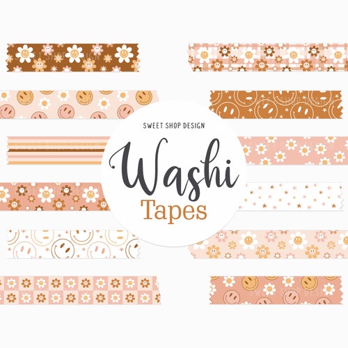 Digital Washi Tape Clipart ABSTRACT FLORAL Graphics With - Etsy