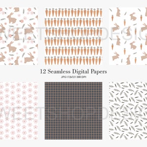 BUNNY GARDEN, Bunny Easter Spring Seamless Repeat Pattern, Backgrounds ...