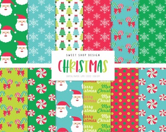 Mod Christmas Digital Paper 12x12 Digital Scrapbooking Paper - Etsy