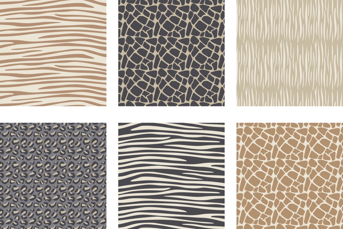 NEUTRAL SAFARI, Zebra Giraffe Skin Leopard Print Backgrounds, Printable ...